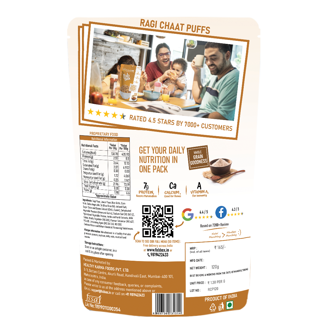 Ragi Chaat Puffs- Healthy Snacks – FabBox